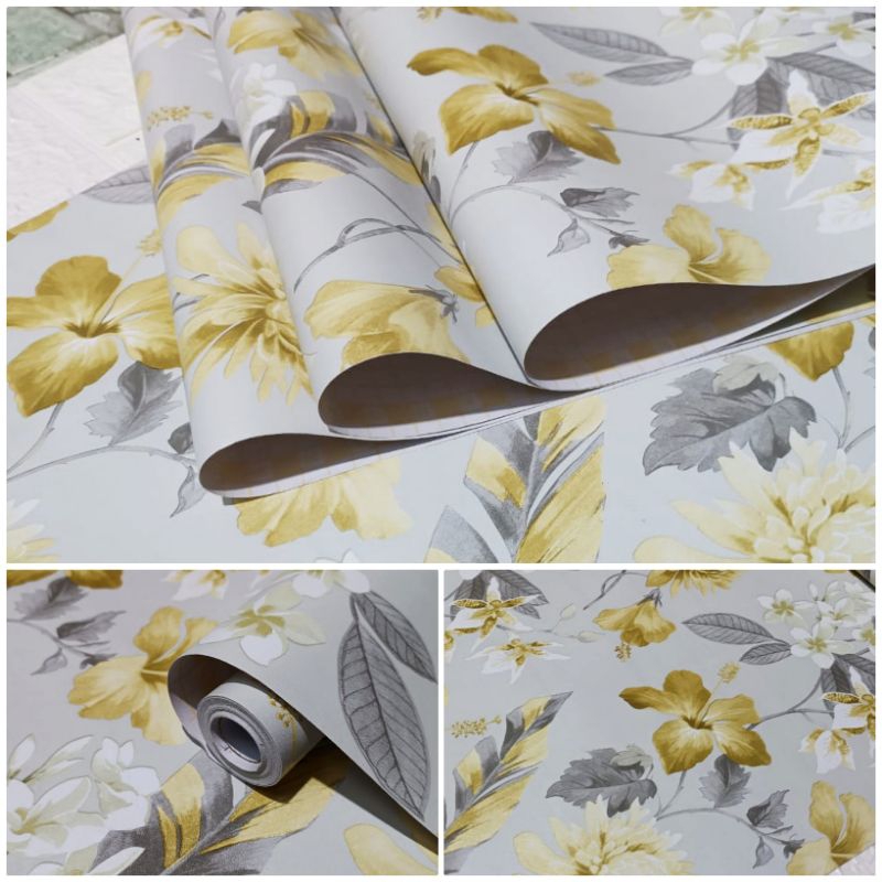 Jual NEW Wallpaper Sticker Dinding Motif Bunga Kuning Dekorasi Rumah ...