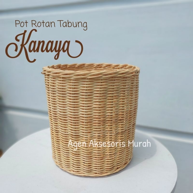 Jual Pot Rotan Tabung Kanaya - Cover Pot Rattan/Rotan Bulat D-20cm ...