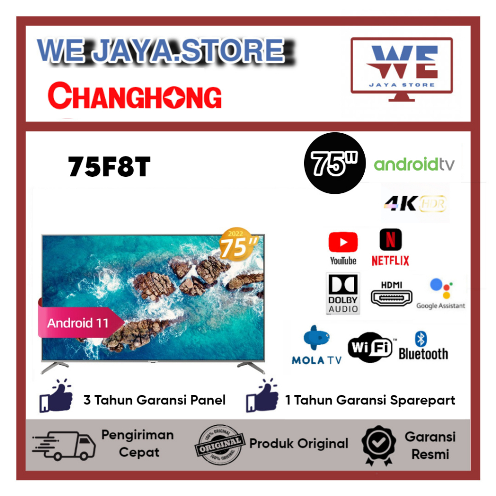 Jual TV LED Changhong 75F8T LED Changhong 75 Inch UHD 4K Android TV ...