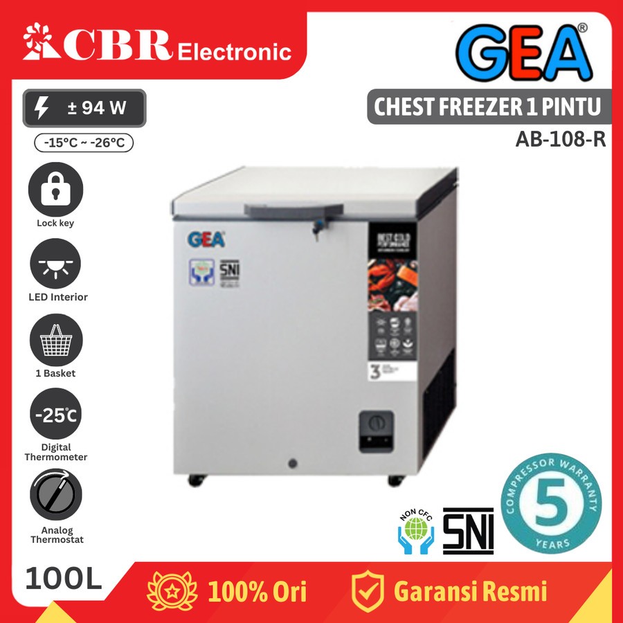 Jual FREEZER PETI - CHEST FREEZER GEA AB-108-R / 100 L | Shopee Indonesia