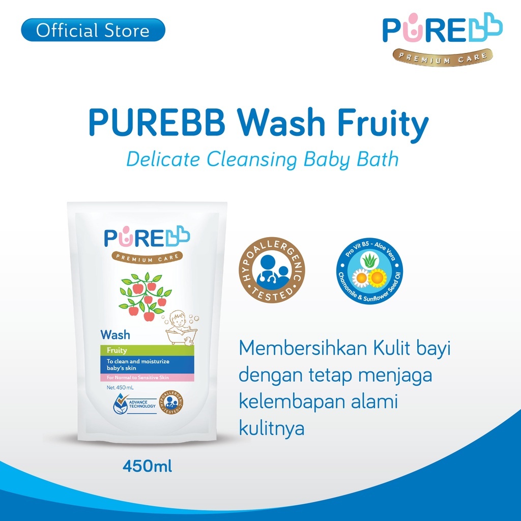 Jual Pure BB Baby Wash Freshy & Fruity Sabun Mandi Bayi 450ml Refill ...