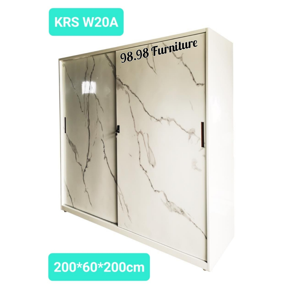 Jual Lemari Pakaian Plat Besi Sliding Marmer Jumbo 5 Pintu Krs W20A | Shopee Indonesia