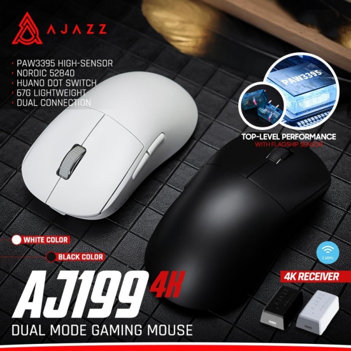 Jual Ajazz AJ199 / AJ-199 4K Wireless Gaming Mouse Dual Connection ...