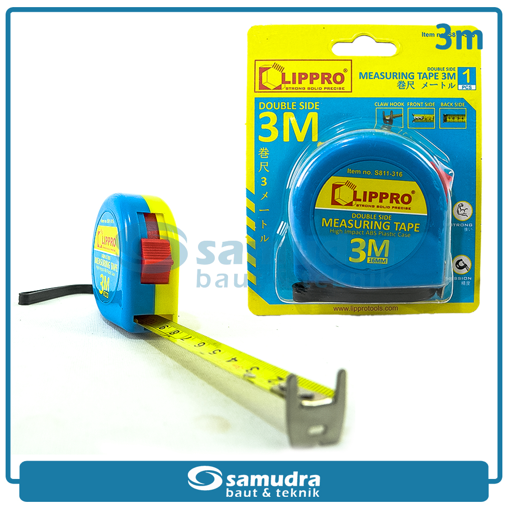 Jual Meteran 3 meter ABS Plastik Case LIPPRO Alat Ukur Roll Measuring ...