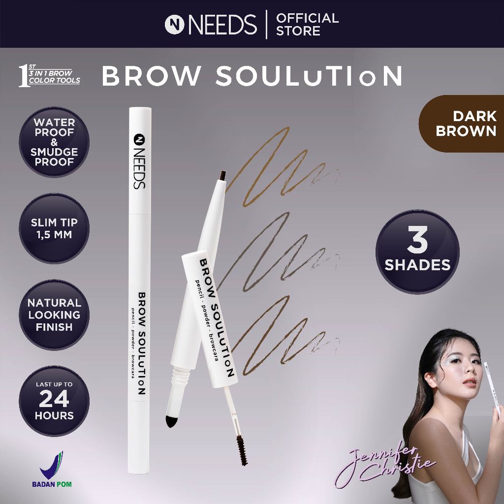 Jual NEEDS Brow Soulution - Dark Brown / Eyebrow Pencil / Pensil Alis 3 ...