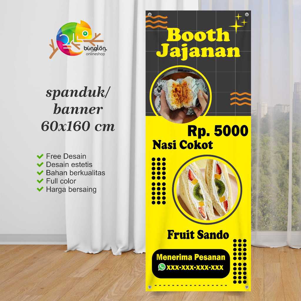 Jual Spanduk Banner 60x160 Booth Jajanan Custom Desain | Shopee Indonesia