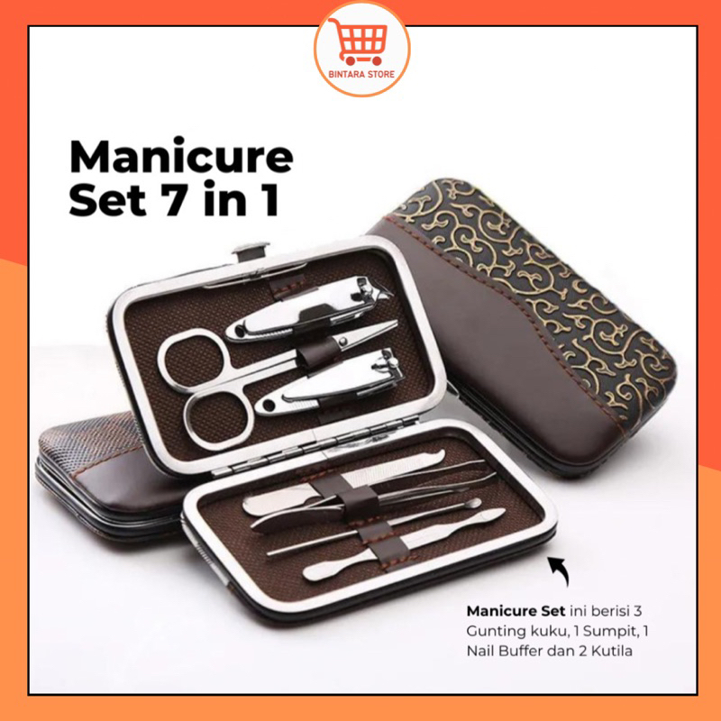 Jual Manicure Pedicure Set 7 in 1 Gunting Kuku Pinset Dompet Mini ...