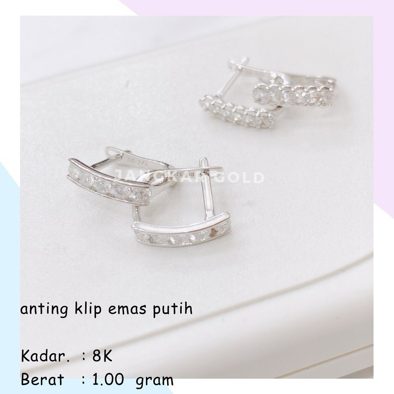 Jual ANTING KLIP EMAS PUTIH 8K 1.00GR SOLITER MATA SOLITAIRE | Shopee ...