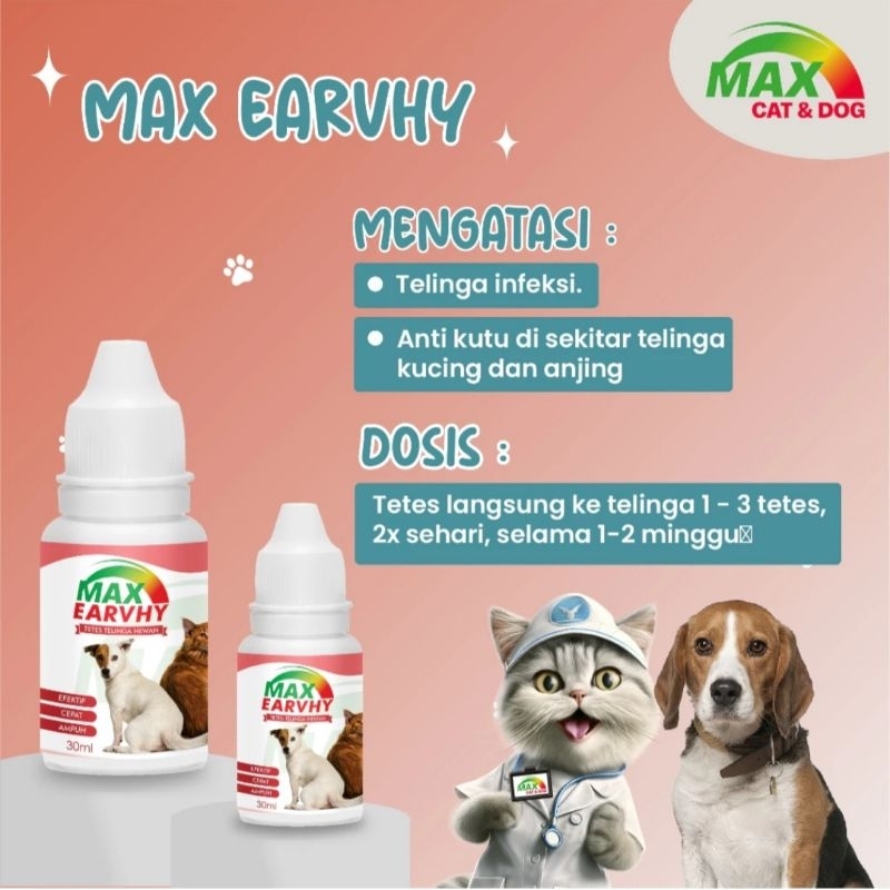 Jual MAX EARVHY 30ml Obat Infeksi Telinga Kucing Anjing Anti Kutu ...