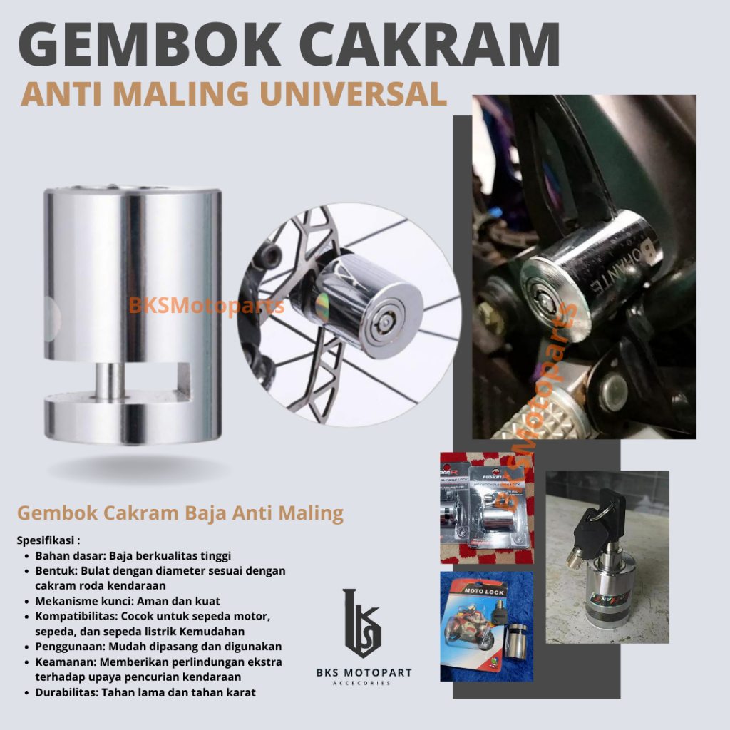 Jual Gembok Kunci Cakram Anti Maling Motor Disc Lock Pengaman Bulat ...