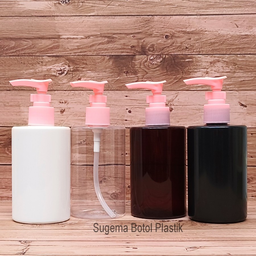 Jual Botol Pet 250ml Hitam Rf Dioli Flat Tutup Pump Clip Pink / Botol Pump Lotion 250 Ml Bening ...
