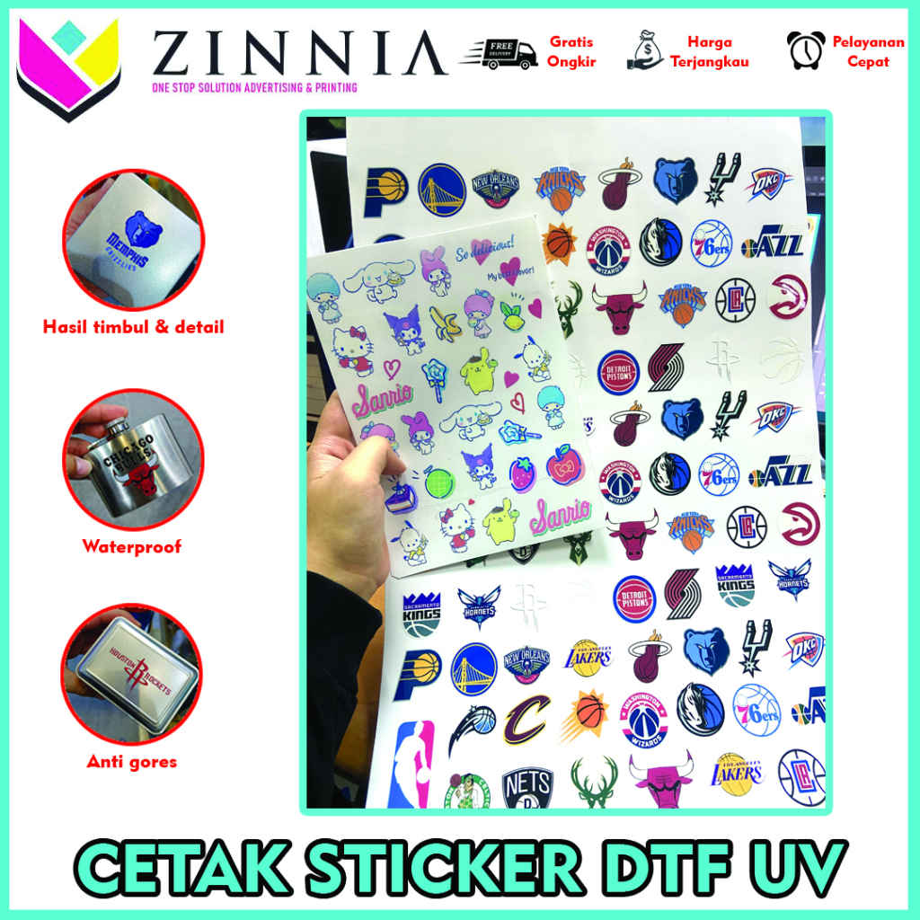 Jual Sticker DTF UV / Decal Kering / Cutting Stiker Warna Cetak Custom ...