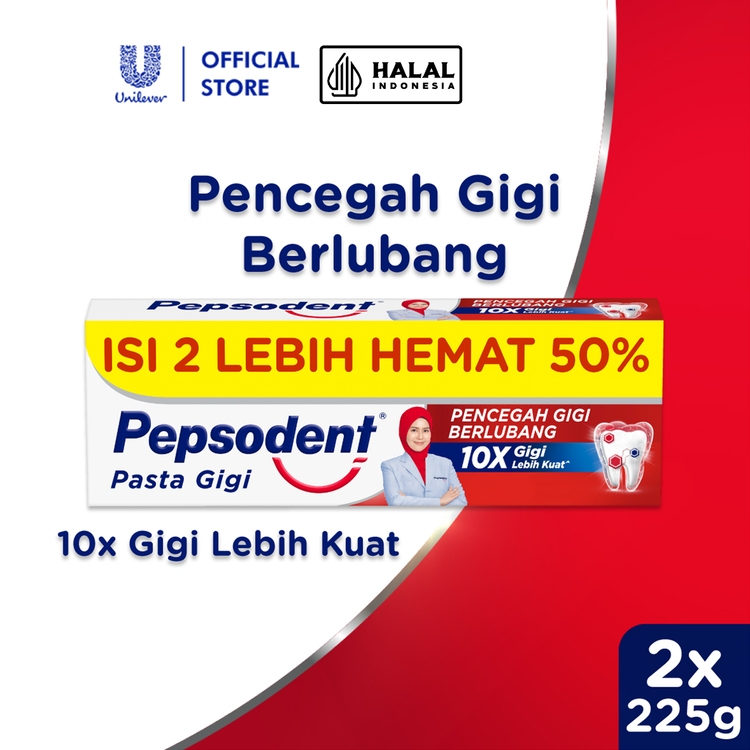 Jual Pepsodent Pasta Gigi Pencegah Gigi Berlubang 225g Value Pack ...