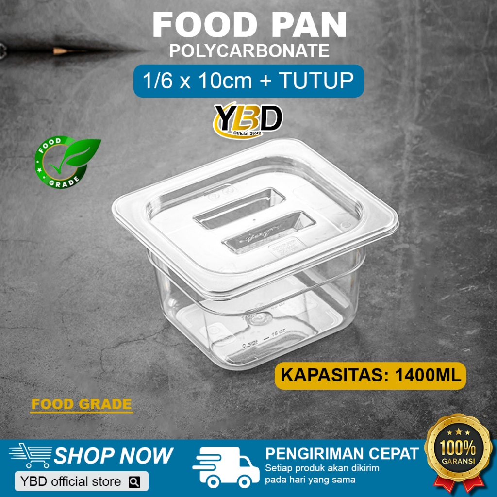 Jual Food Pan Polycarbonate + Tutup satu set 1/6 x 10 / Tempat makanan ...