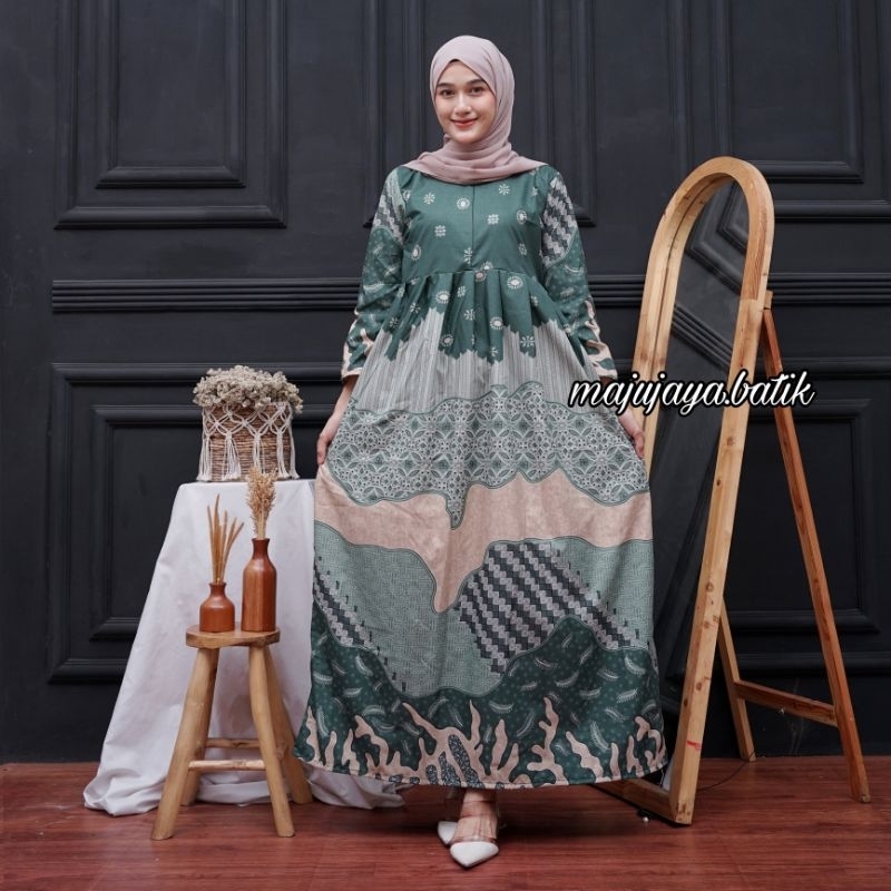 Jual MS GAMIS BATIK SRIWEDARI MAXI BUMIL/BUSUI KATUN SOGAN ALLSIZE ...