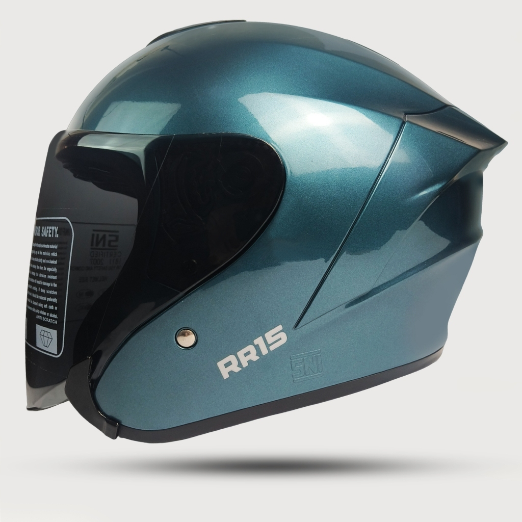 Jual Helm Half Face / NFJ RR15 / DACTIEL KACA VISOR HITAM SMOKE / Helm ...