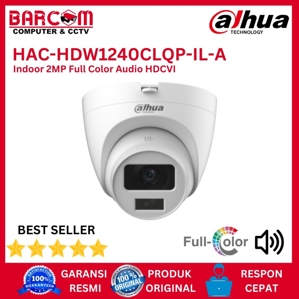 Jual CCTV DAHUA 2MP DH-HAC-HDW1240CLQP-IL-A FULL COLOR AUDIO CAMERA ...