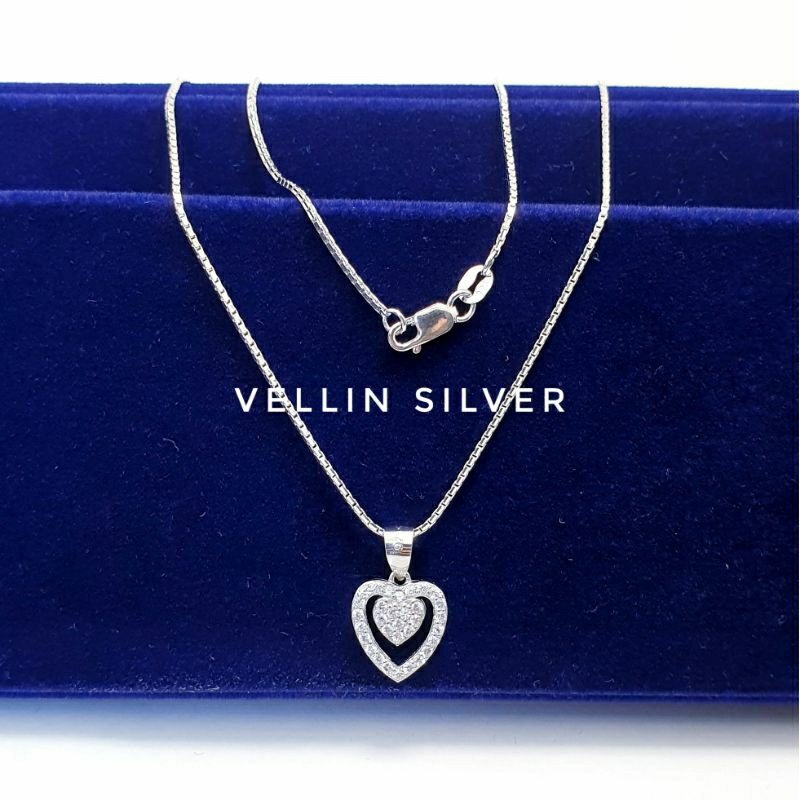 Jual Kalung Perak Wanita Liontin Love 925 Asli Silver Lapis Emas Putih ...
