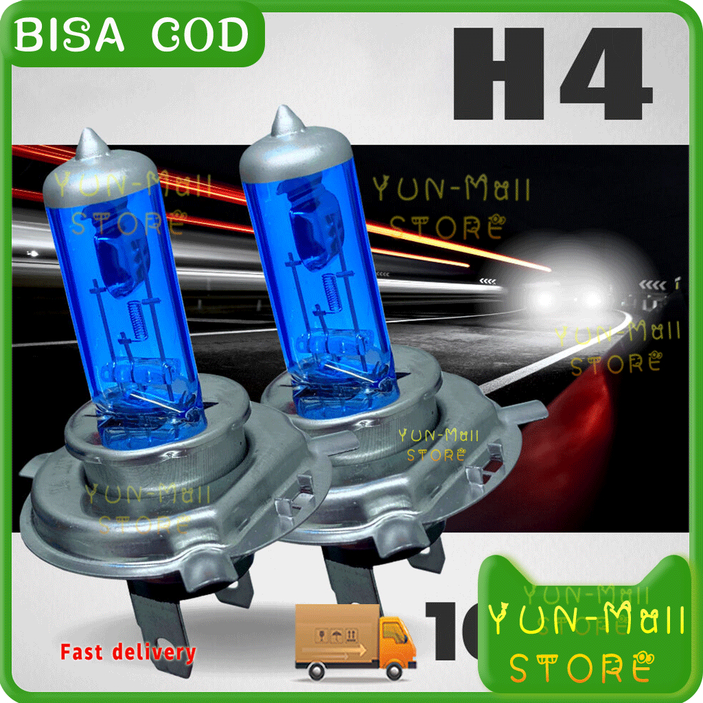 Jual (BISA COD )YUN Mall Lampu Halogen Depan Mobil H4 12V 100W 6000K Warna Putih Super Terang ...