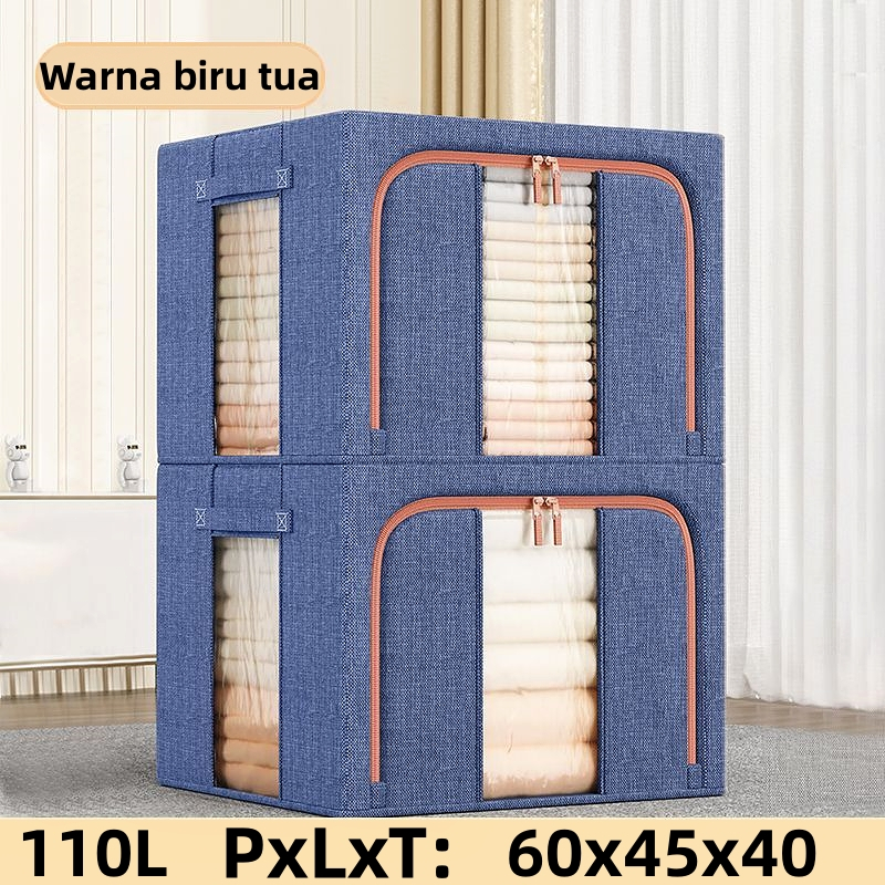 Jual box lipat 66L/110L storage box linen katun lebih tebal kotak ...