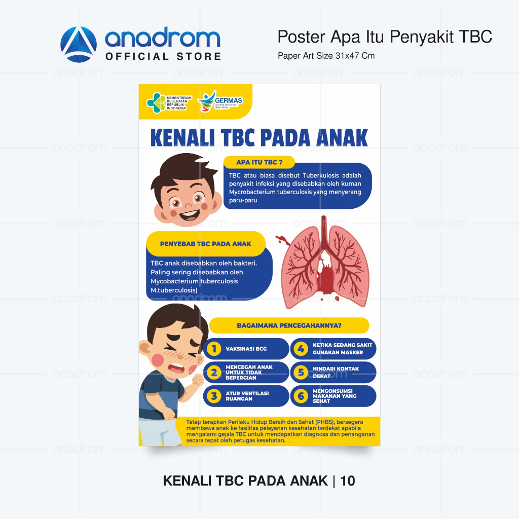 Jual Poster Promkes Apa itu Penyakit TBC | Poster Promkes Mengenal Gejala TBC | Poster Promkes ...
