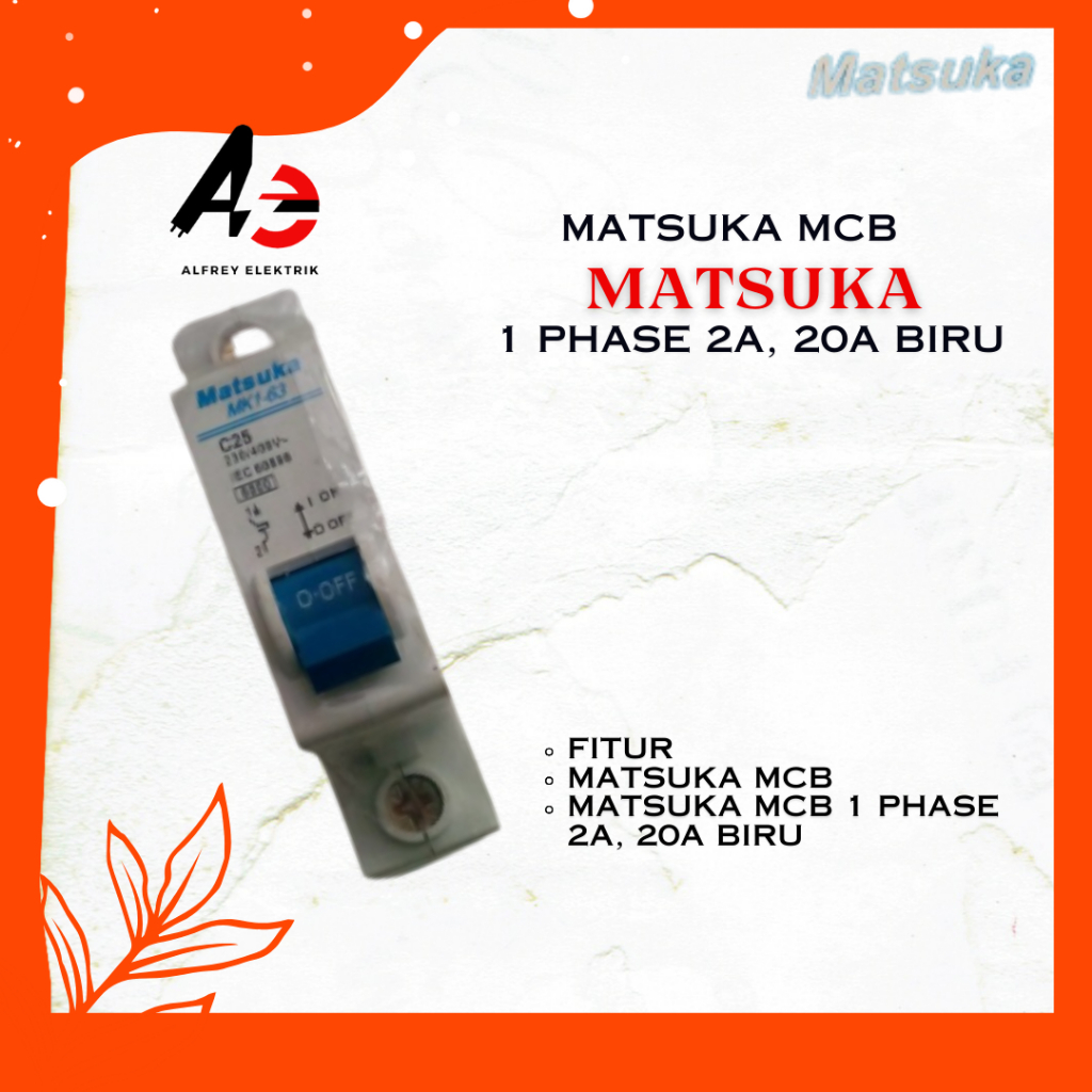 Jual Matsuka MCB 1 Phase 2A, 20A Biru | Shopee Indonesia