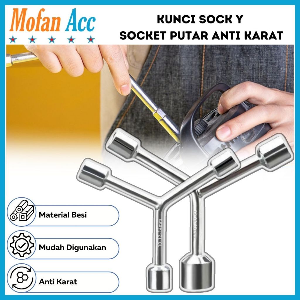 Jual Kunci Sock Y 8 9 10 12 14 17mm / Socket Wrench Tools Perkakas ...