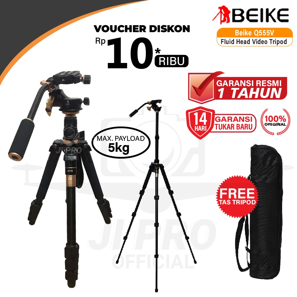 Jual Beike Q555V Fluid Head Video Tripod Beike Q555 V BK-555V | Shopee ...