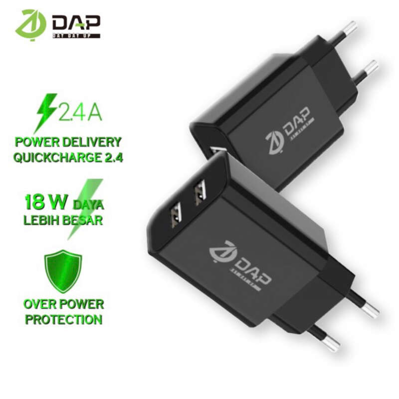 Jual DAP A4N POWER ADAPTOR 2 PORT USB 2.4A 18W | Shopee Indonesia