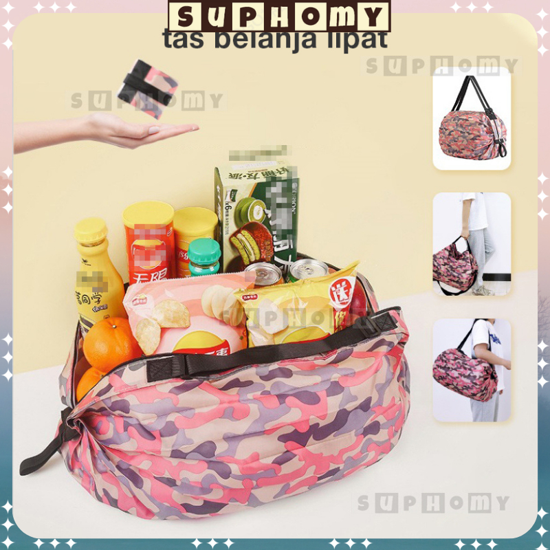 Jual Tas Lipat Folding Shopping Bag Tas Travel Bag Kantong Belanja Tote Lipat Kapasitas Besar ...