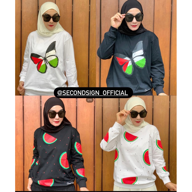 Jual Top second sign butterfly dan water melon / kaos second sign free ...