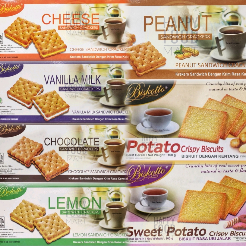 Jual [HALAL] BISKOTTO SANDWICH CRACKERS 160 GRAM/POTATO CRISPY BISCUITS ...