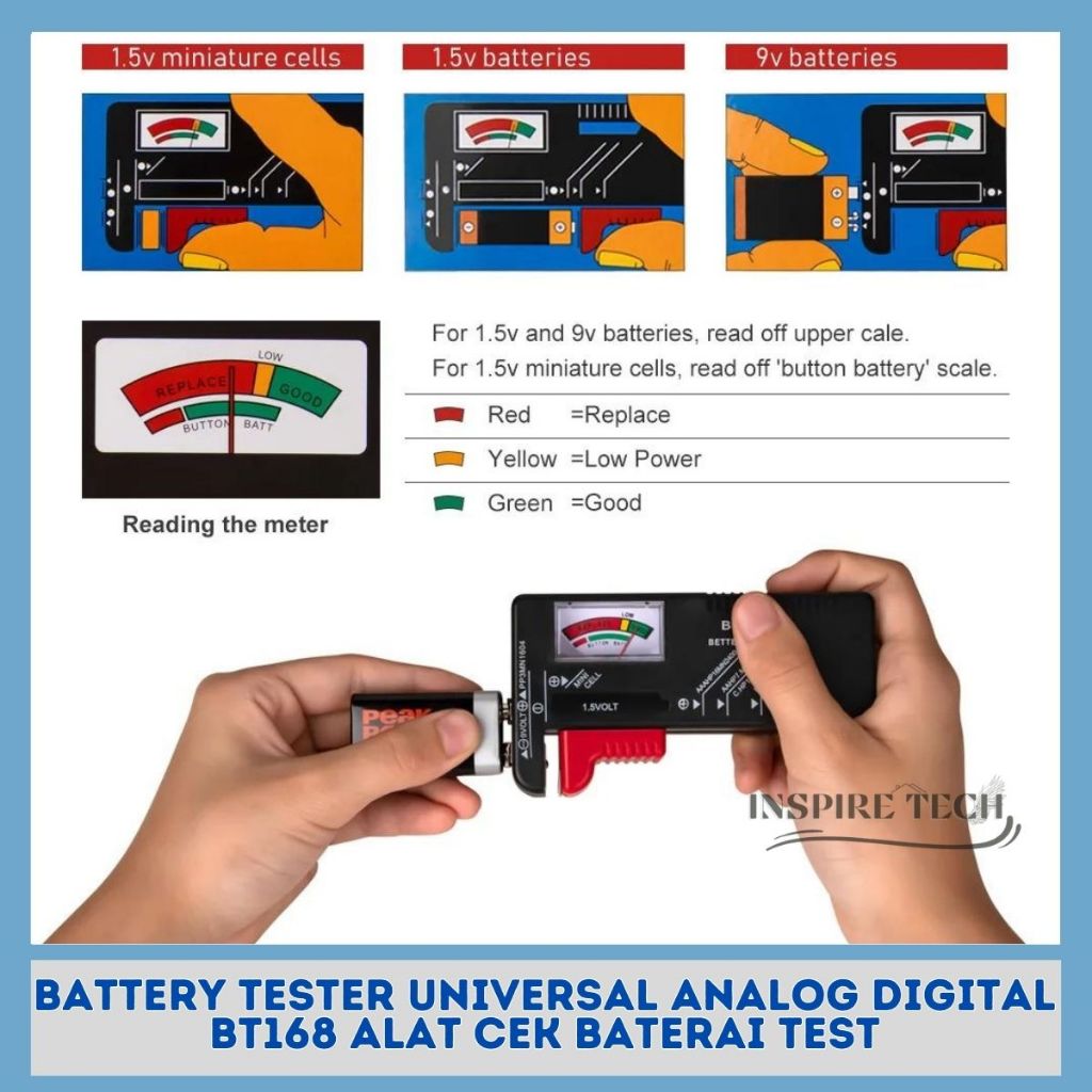 Jual Baterai Tester Universal Analog Digital BT168 Alat Cek Baterai ...