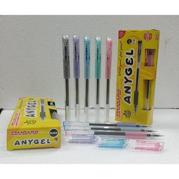 Jual PULPEN GEL STANDARD ANYGEL / GEL PEN MURAH STANDARD (12 PCS ...