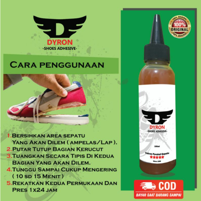 Jual LEM SEPATU SUPER KUAT [ TAHAN AIR & PANAS ] DYRON 100 ml | Shopee ...