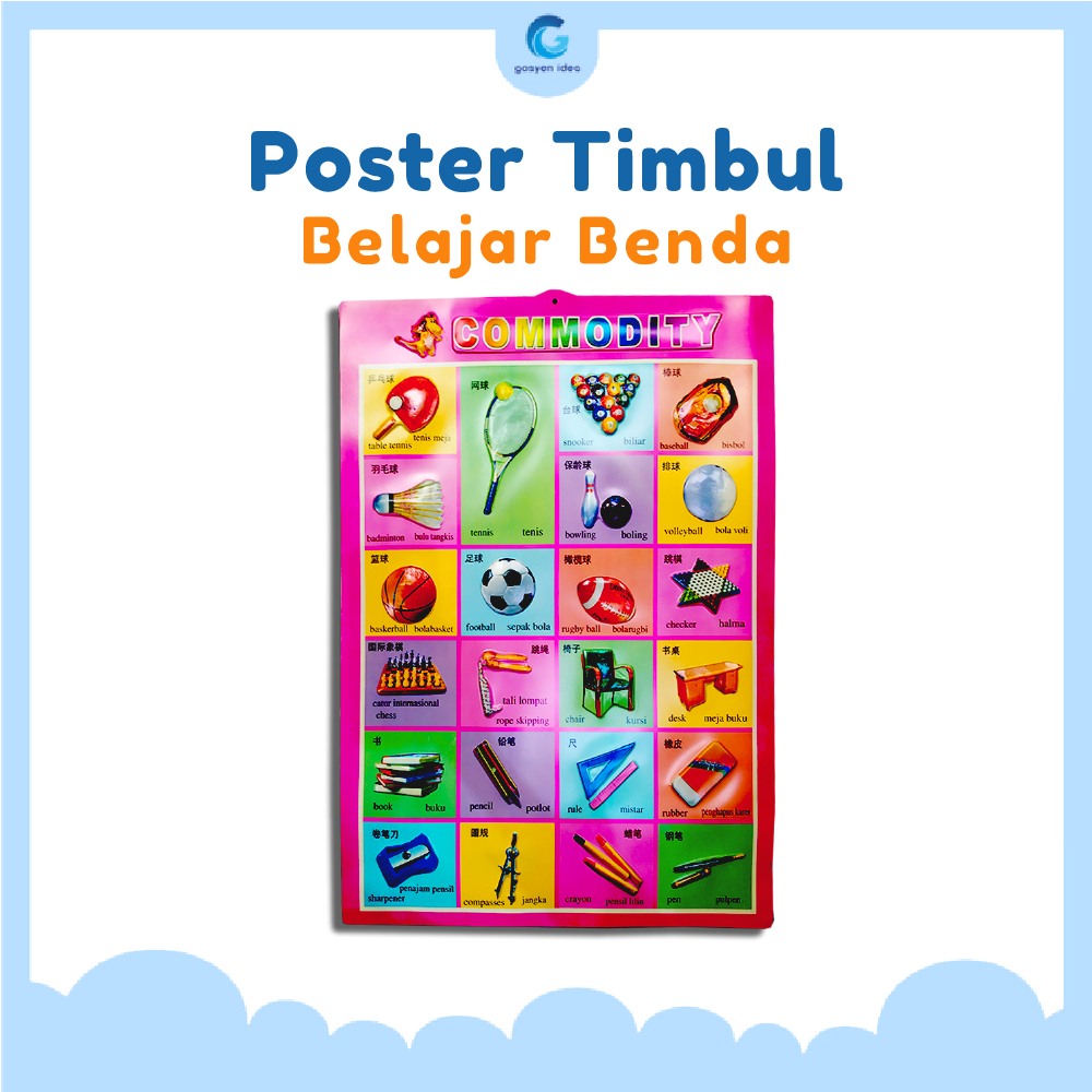 Jual Poster Timbul Anak Edukasi Belajar Benda | Shopee Indonesia