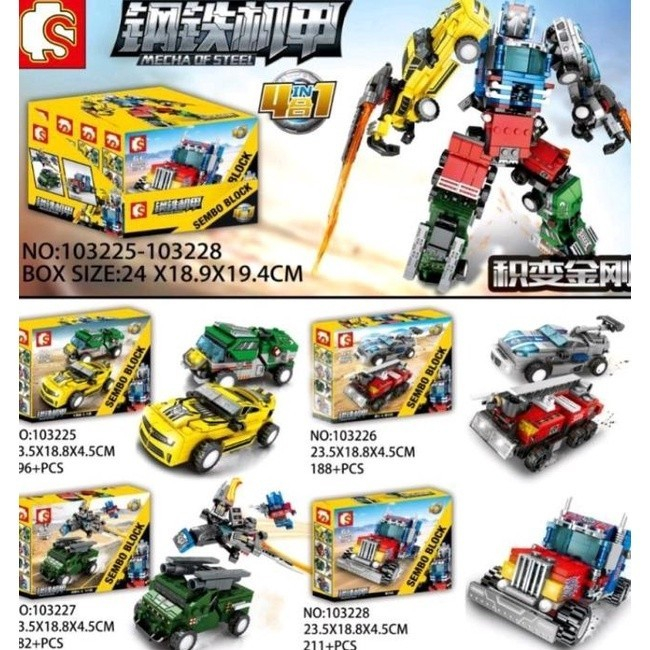 Jual Brick Sembo 103225-103228 4in1 Mobil Robot Mecha of Steel | Shopee ...