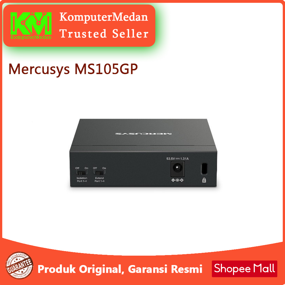 Jual MERCUSYS MS105GP 5-Port Gigabit Desktop Switch with 4-Port PoE+ ...