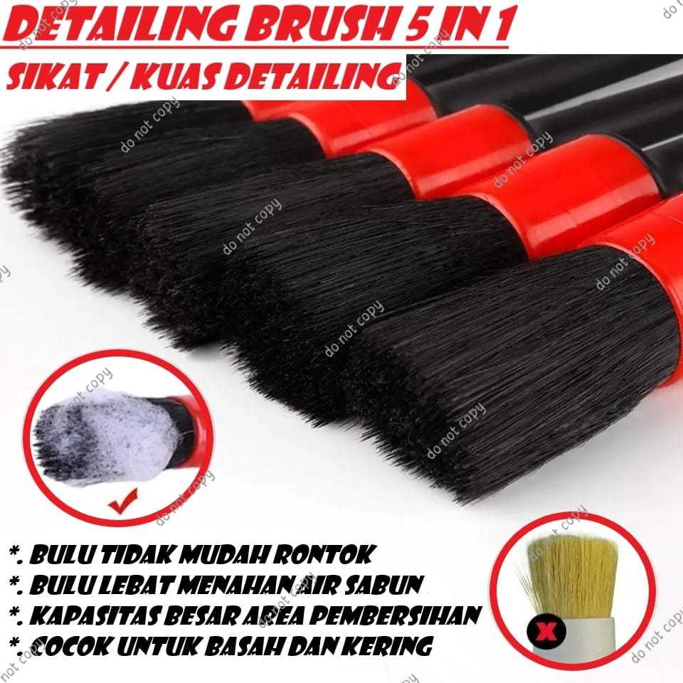 Jual Kuas Detailing Kuas set 5 in 1 Sikat Kuas Brush Salon Interior ...