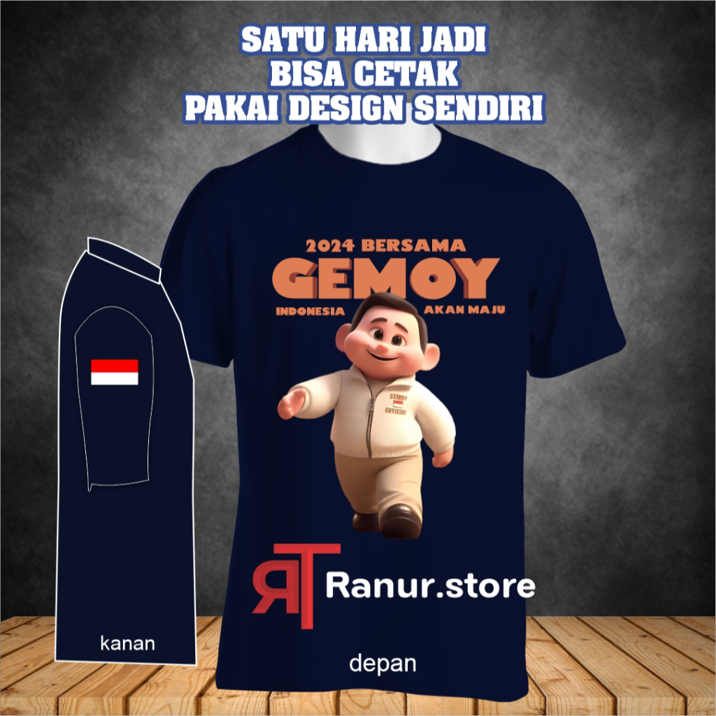 Jual Kaos Prabowo Gemoy, kaos prabowo gibran indonesia maju bahan ...