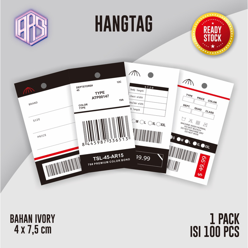 Jual (100pcs) hangtag label baju/ hang tag barcode murah / hangtag ...