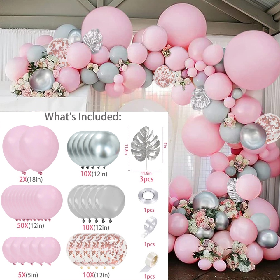 Jual Balon Set Arch Ungu Pink Metalik Balon Garland Balon Rantai Lem ...