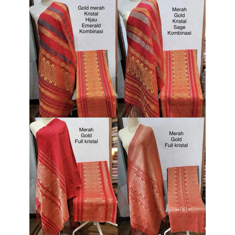 Jual Promo Tumtuman Tarutung Tanpa Sambungan Benang Kristal Warna Merah ...