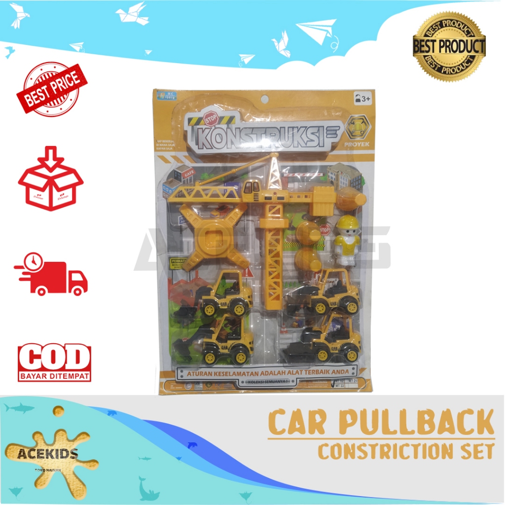 Jual Kendaraan Mobil Mini Pull Back Collection Set Konstruksi Tentara ...