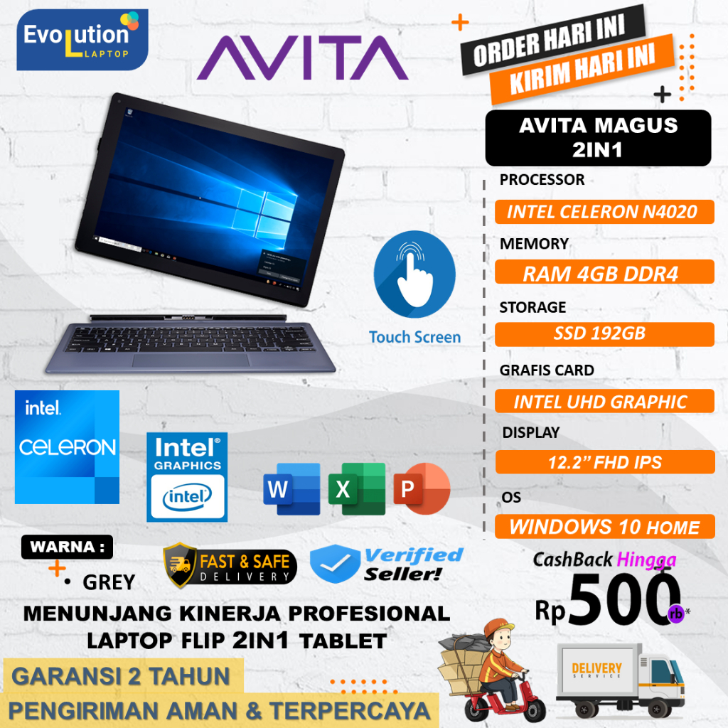 Jual Promo Laptop Tablet 2in1 Avita Magus RAM 4GB 192GB Windows10 ...