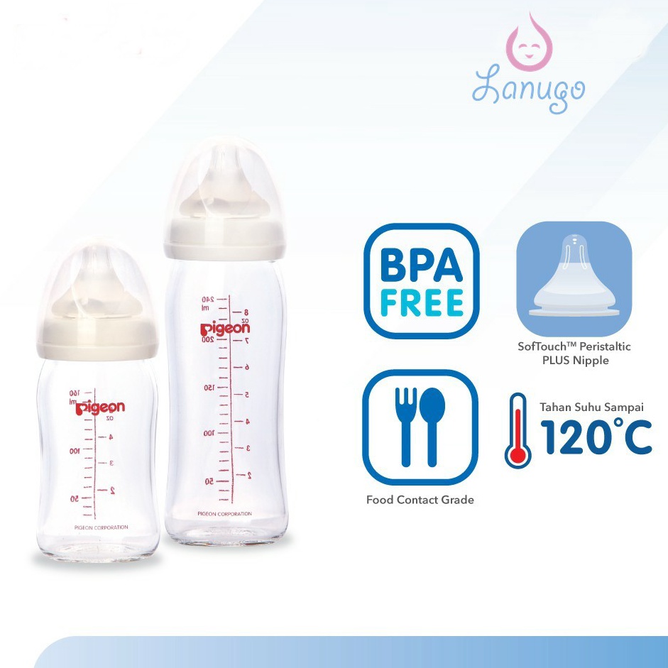 Jual Harga Oke Pigeon Wide Neck 160ml 240ml / Pigeon Botol Susu Peristaltic Plus Nipple Bayi ...