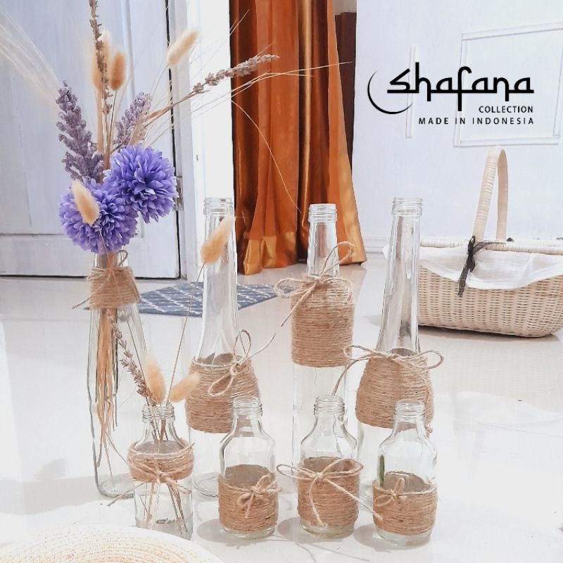 Jual VAS Bunga Kaca | Vas kaca rustic | POT KACA tali rami dari daur ...