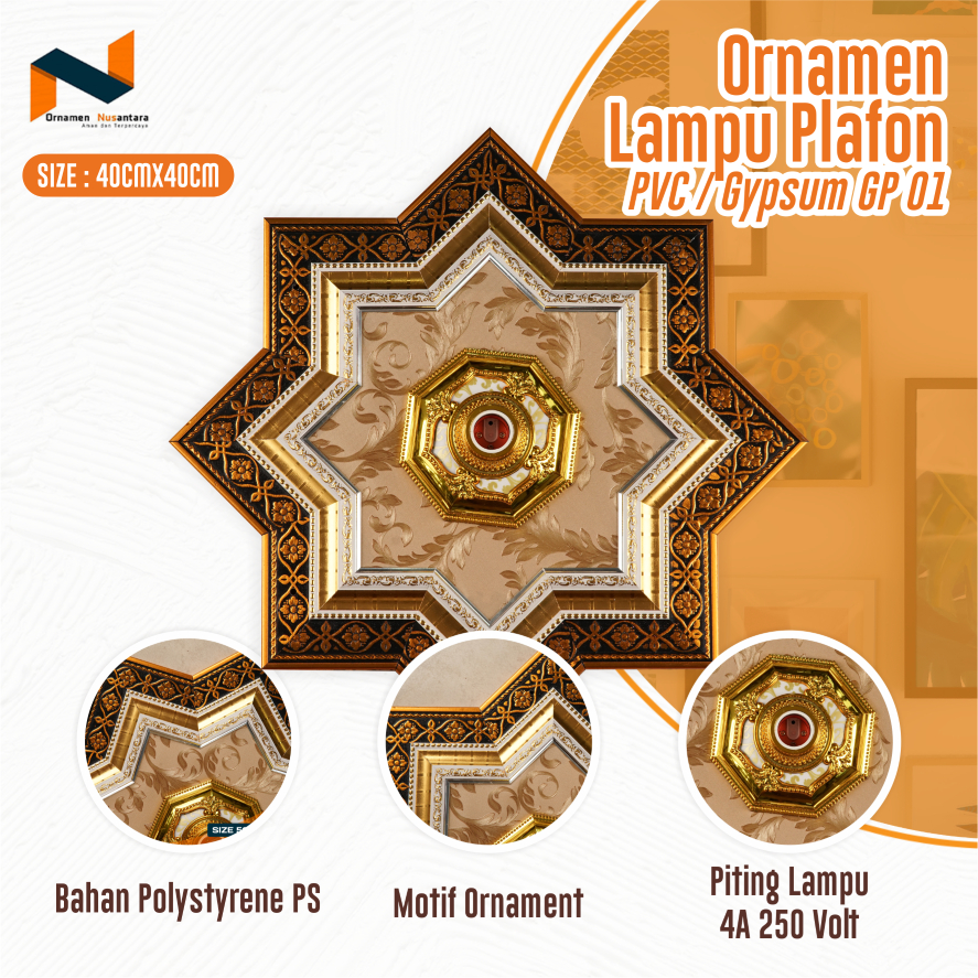 Jual Hiasan Lampu Plafon PVC Ukuran 50CM X 50CM Bahan Figura Premium ...
