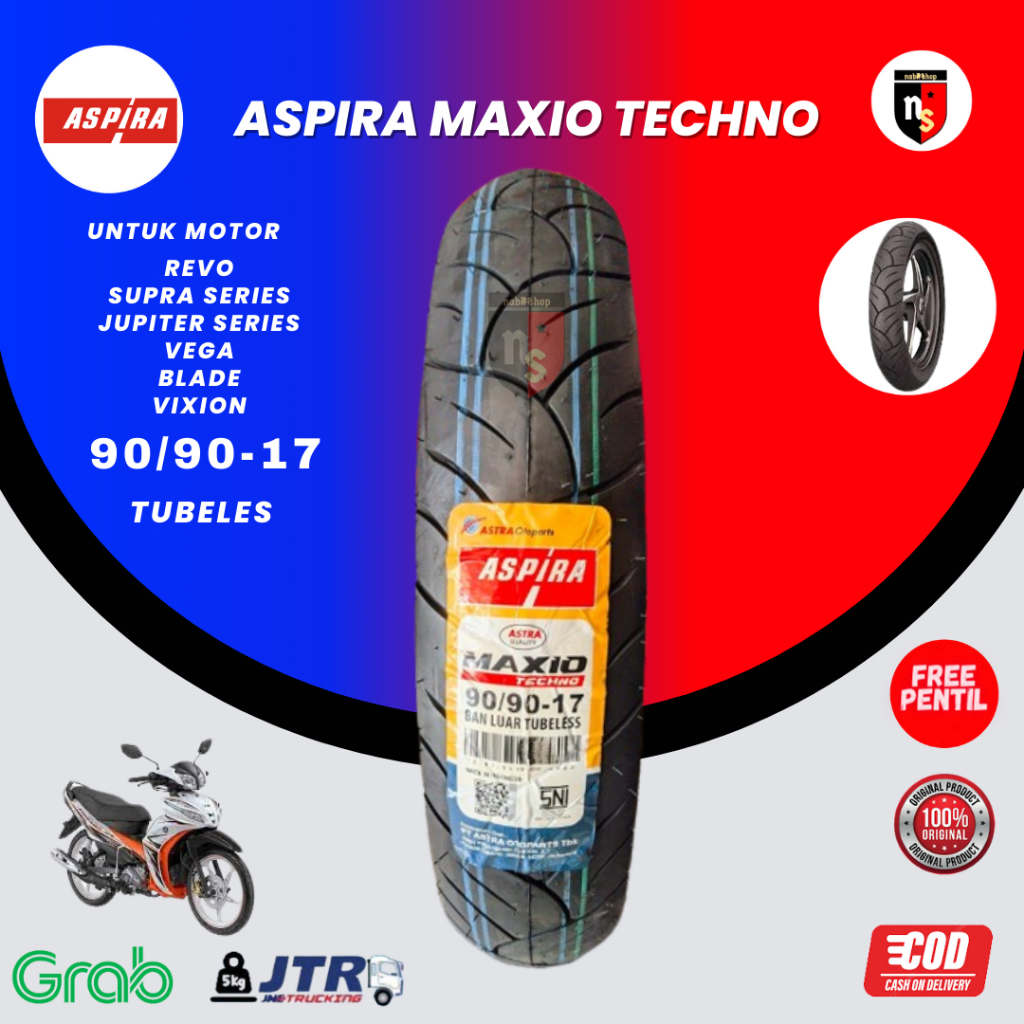 Jual Ban Aspira Maxio Techno 90/90-17 Bonus Pentil | Shopee Indonesia