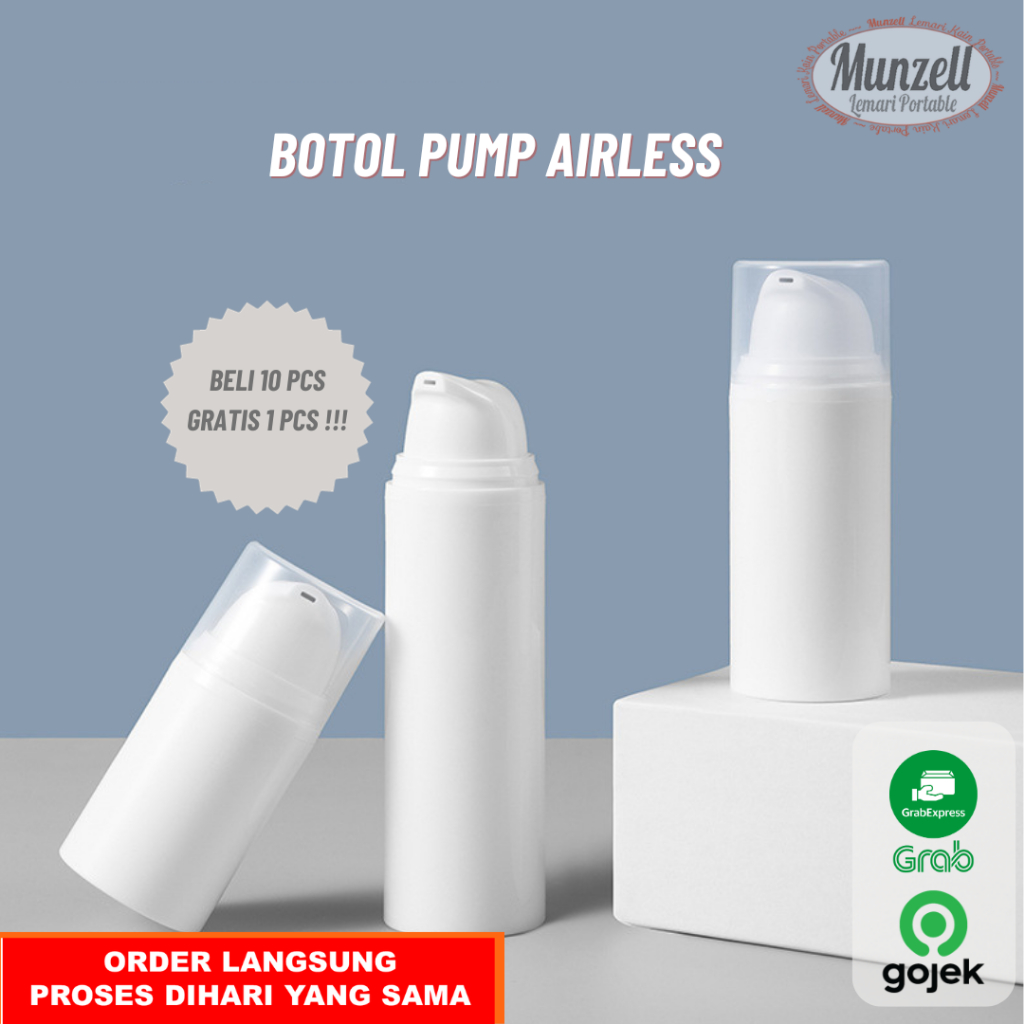 Jual AIRLESS PUMP BOTOL 30ML TRANSPARANT 30ML BOTOL SERUM PP 30 ML ...